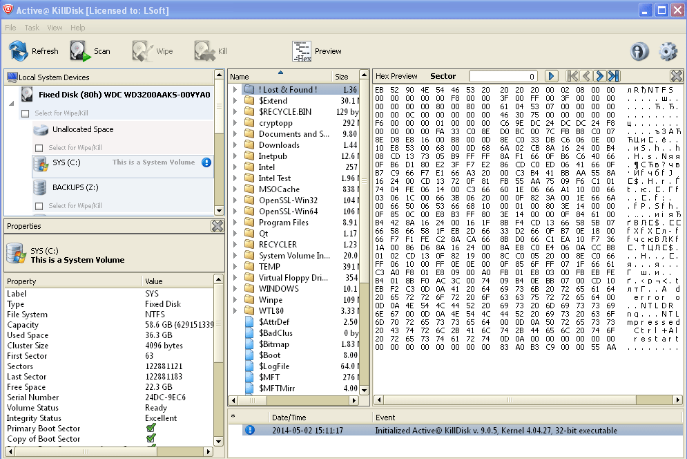 Active@ KillDisk. Modes of Operation